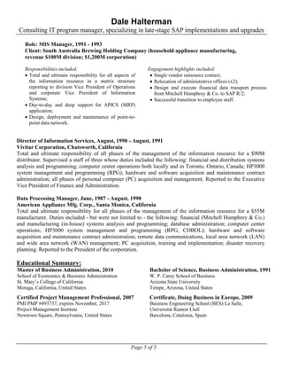 Resume of Dale Halterman | PDF