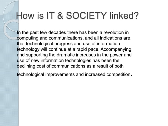 Information technology and its impact on society | PPTX