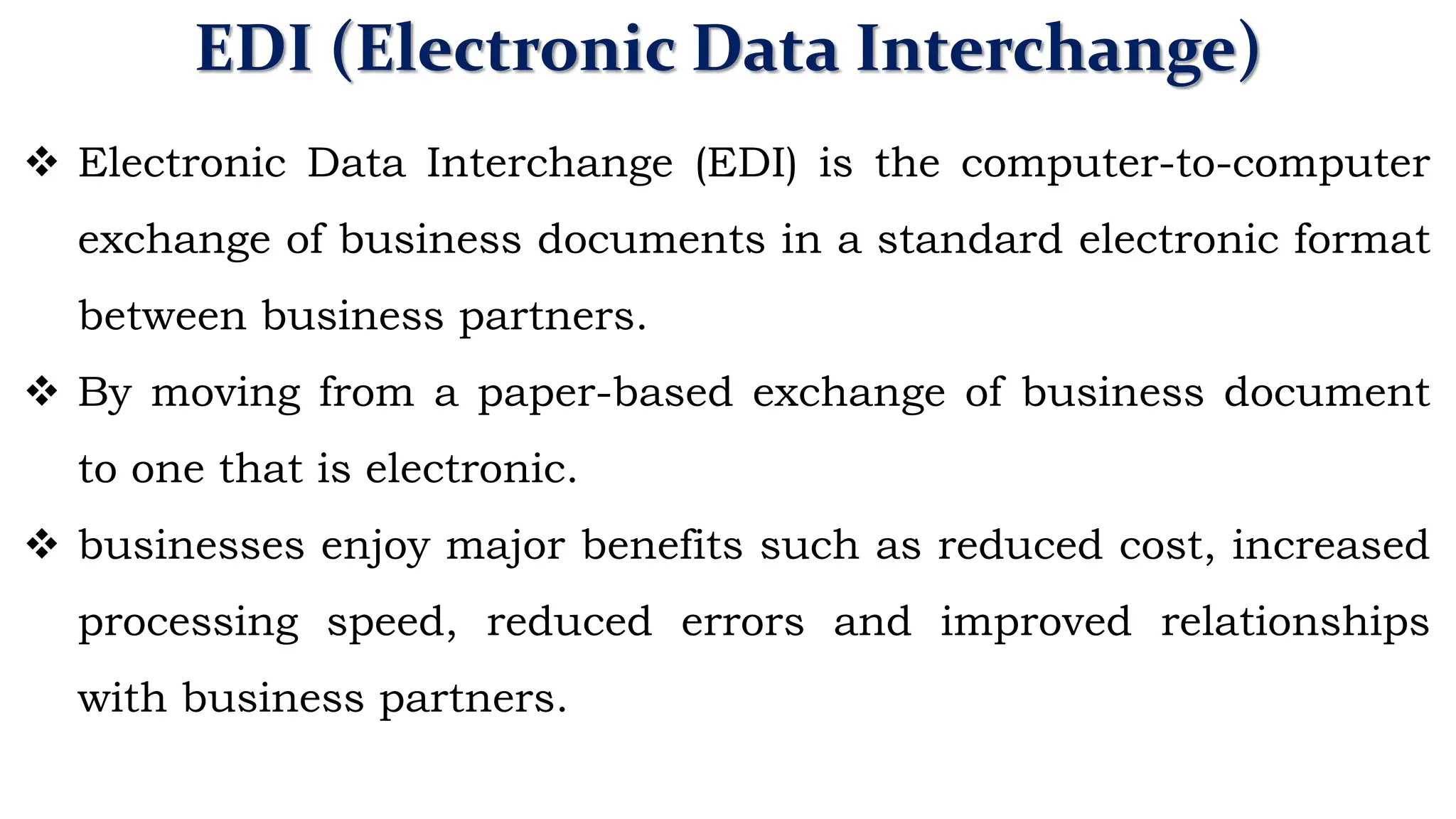 Electronic data Interchange which is there in information systems and computers chapter | PPTX