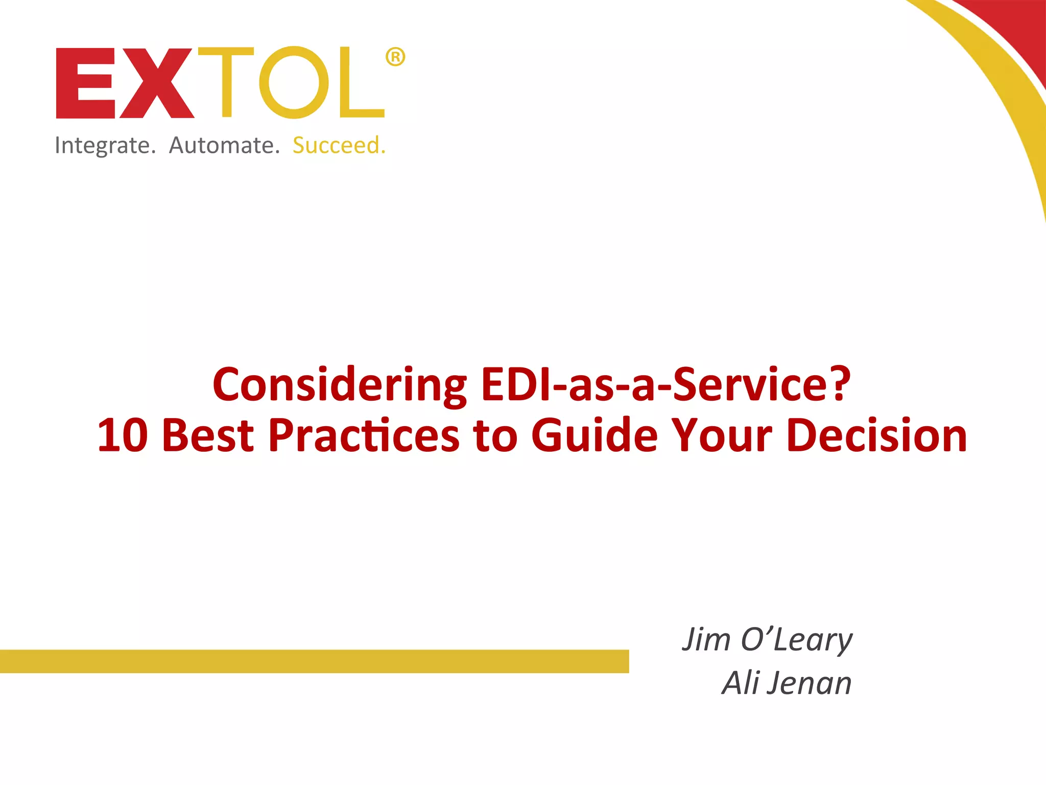 Considering EDI-as-a-Service? 10 Best Practices to Guide Your Decision ...