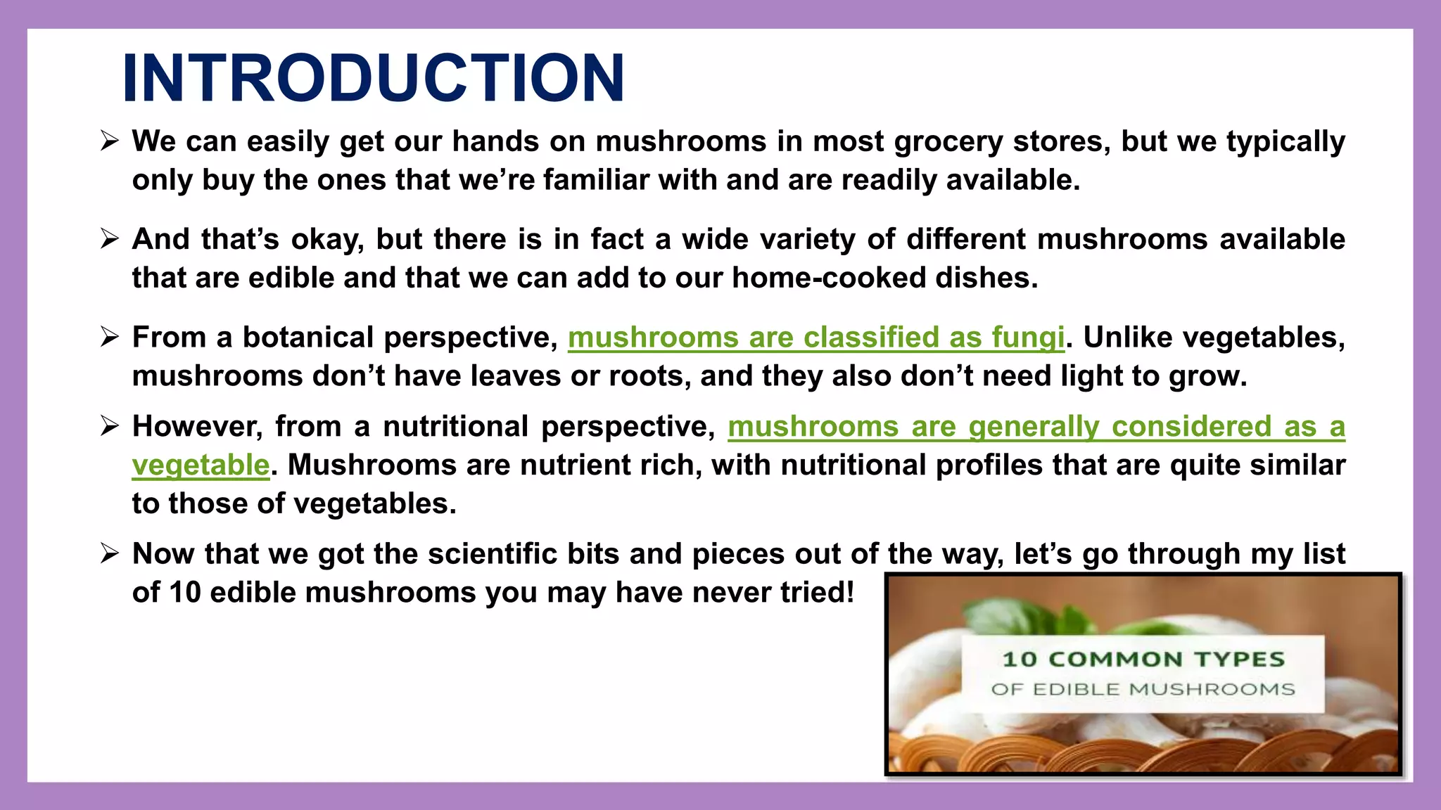 Edible mushrooms | PPTX
