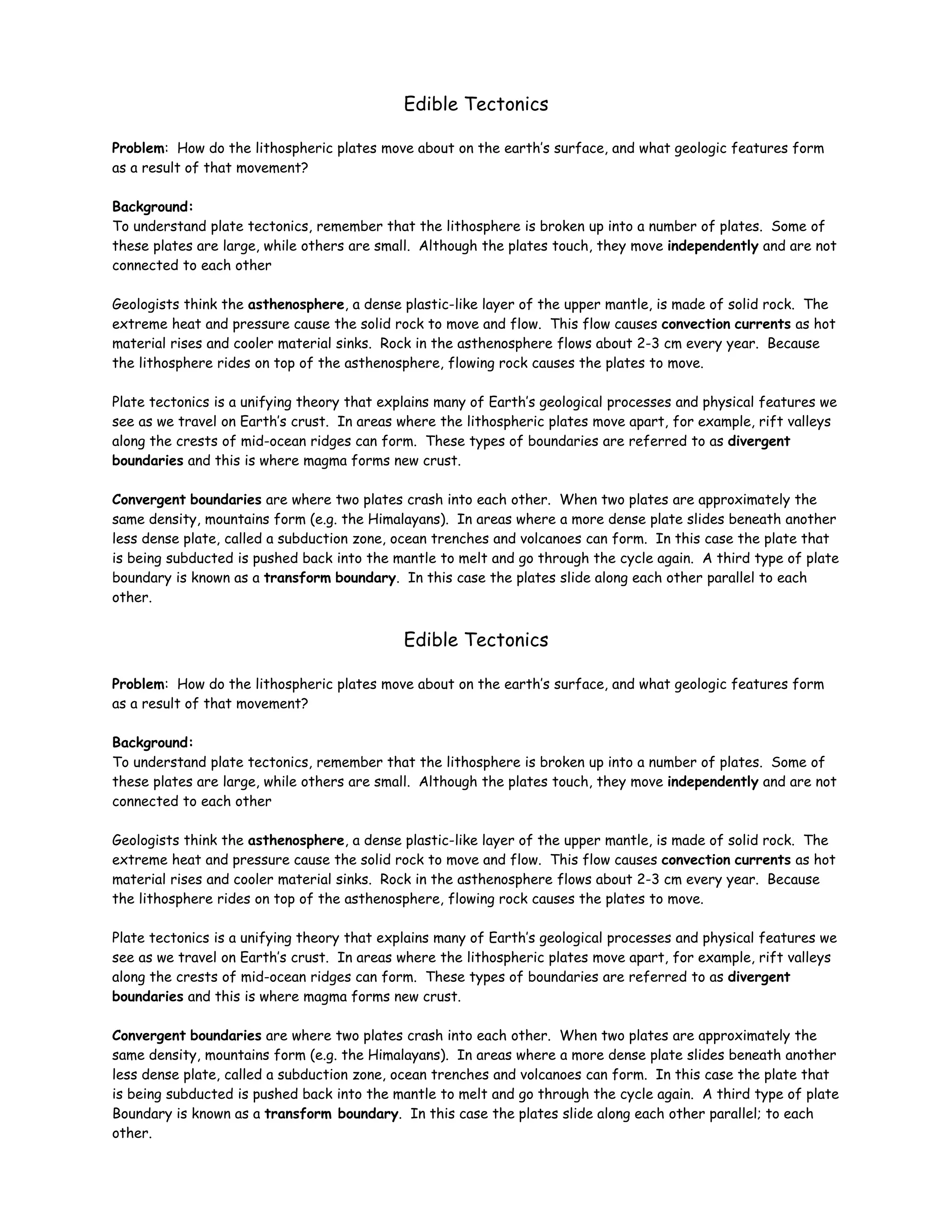 Edible Tectonics | DOC