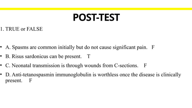 EDICTED tetanus seminar IN TROPICS AREAS | PPT