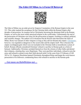 Edict Of Mil A Roman Emperor From 306-337 Ad | PDF