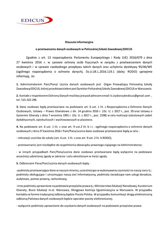 Klauzula Informacyjna RODO | PDF