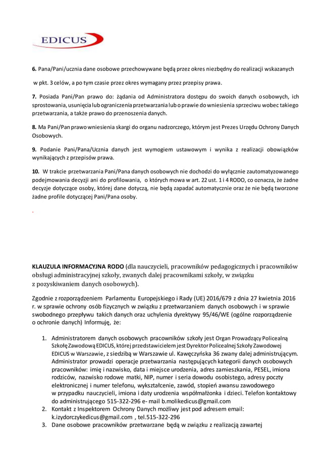 Klauzula Informacyjna RODO | PDF