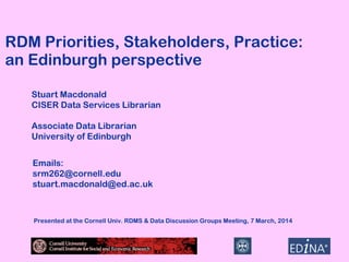 RDM Priorities, Stakeholders, Practice | PPT