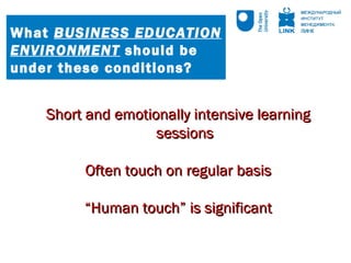 High-touch education environment as a meaning to transfer knowledge and ...