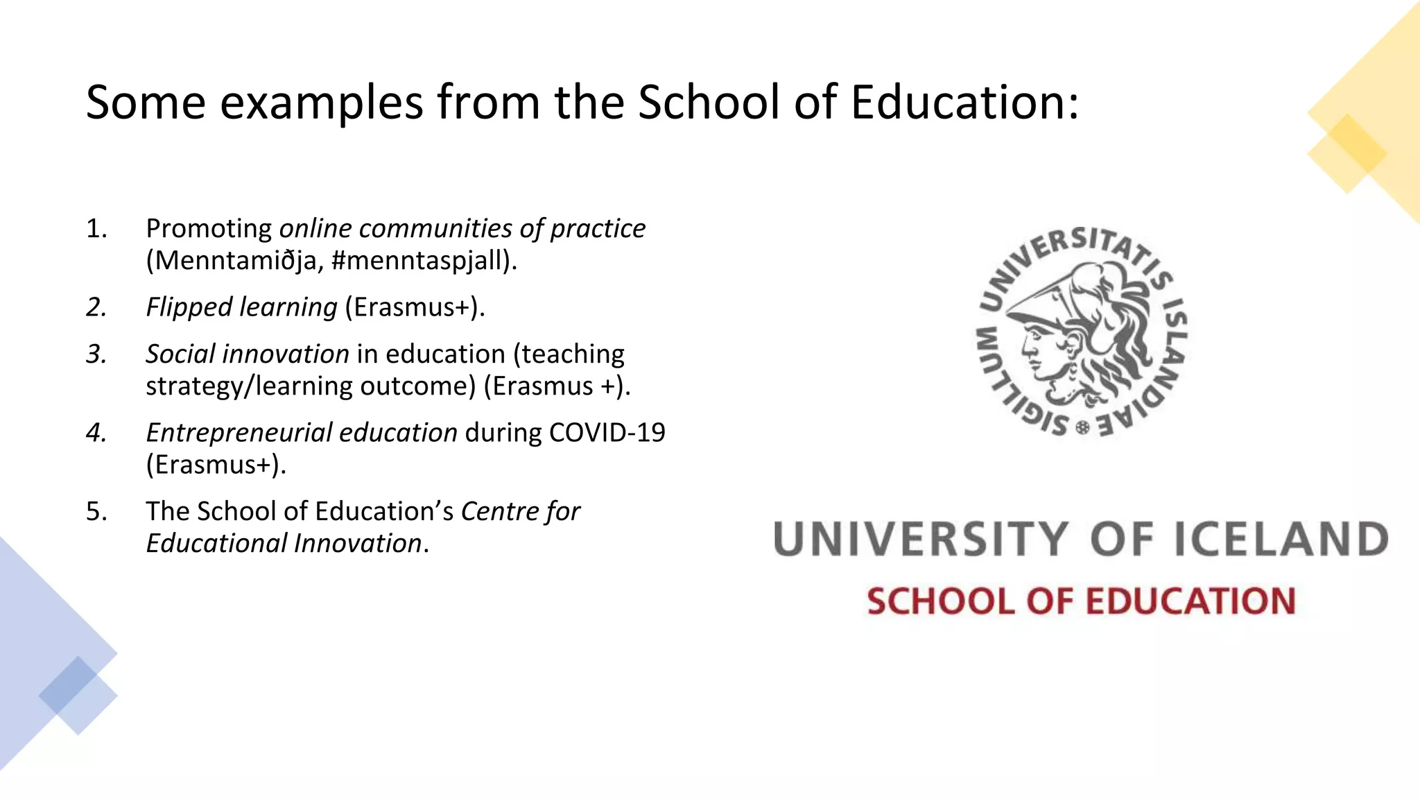 Educational innovation at the School of Education | PPTX