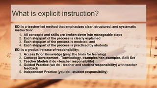 EDI (Explicit Direct Instruction) presentation | PPTX | Professional School | Postgraduate Education