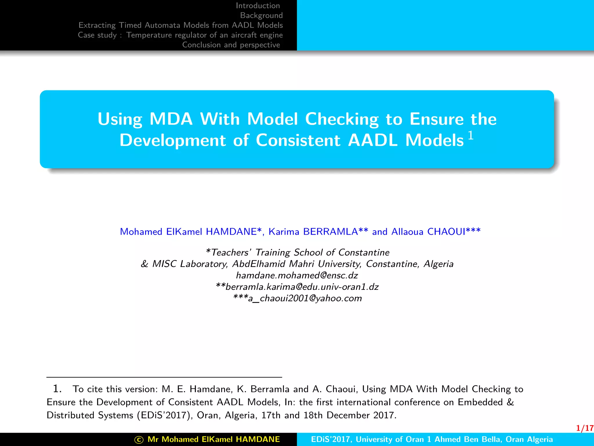 Using MDA With Model Checking to Ensure the Development of Consistent AADL Models | PDF