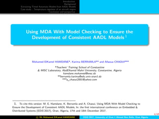 Using MDA With Model Checking to Ensure the Development of Consistent AADL Models | PDF