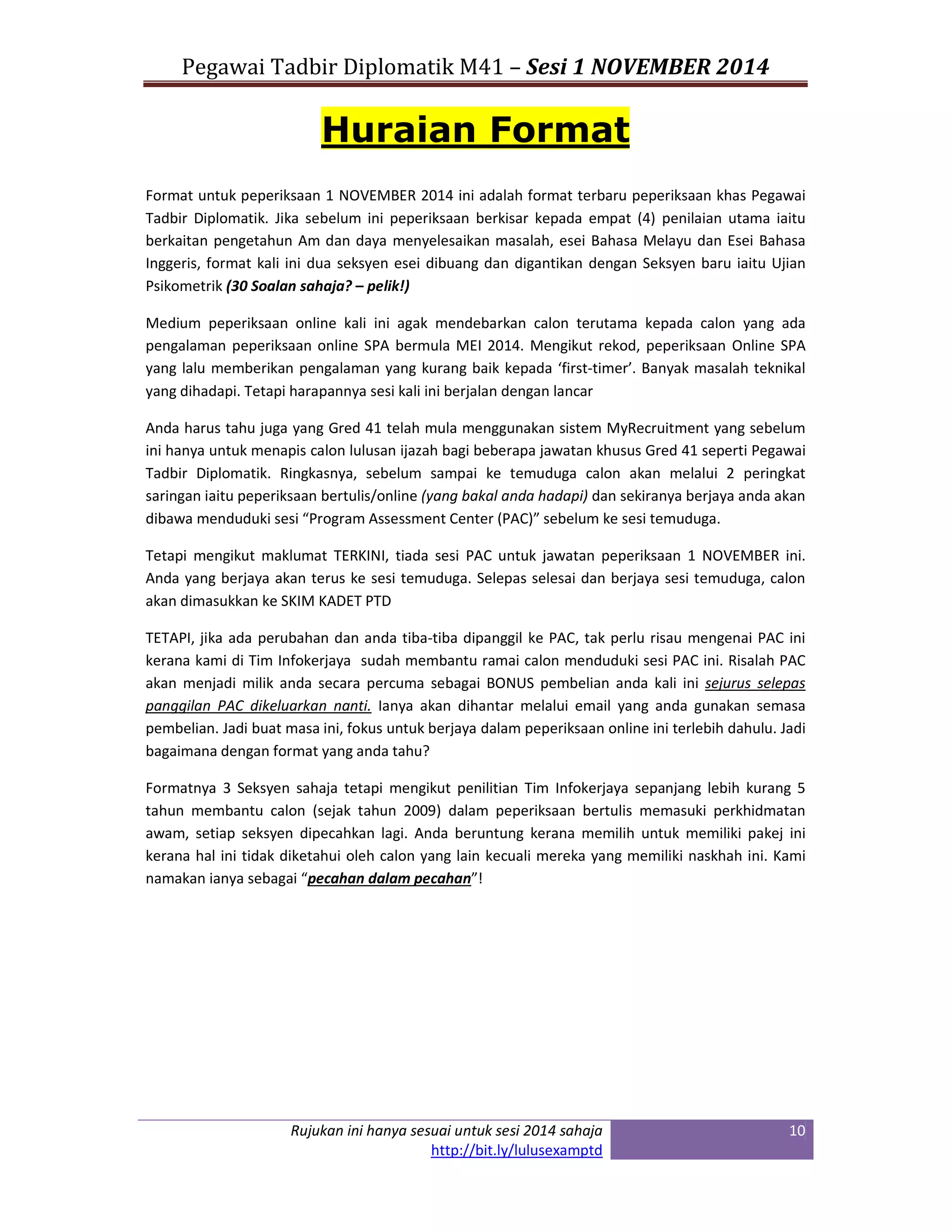 Contoh Soalan & Panduan Lulus Peperiksaan Exam PTD 2014 | PDF