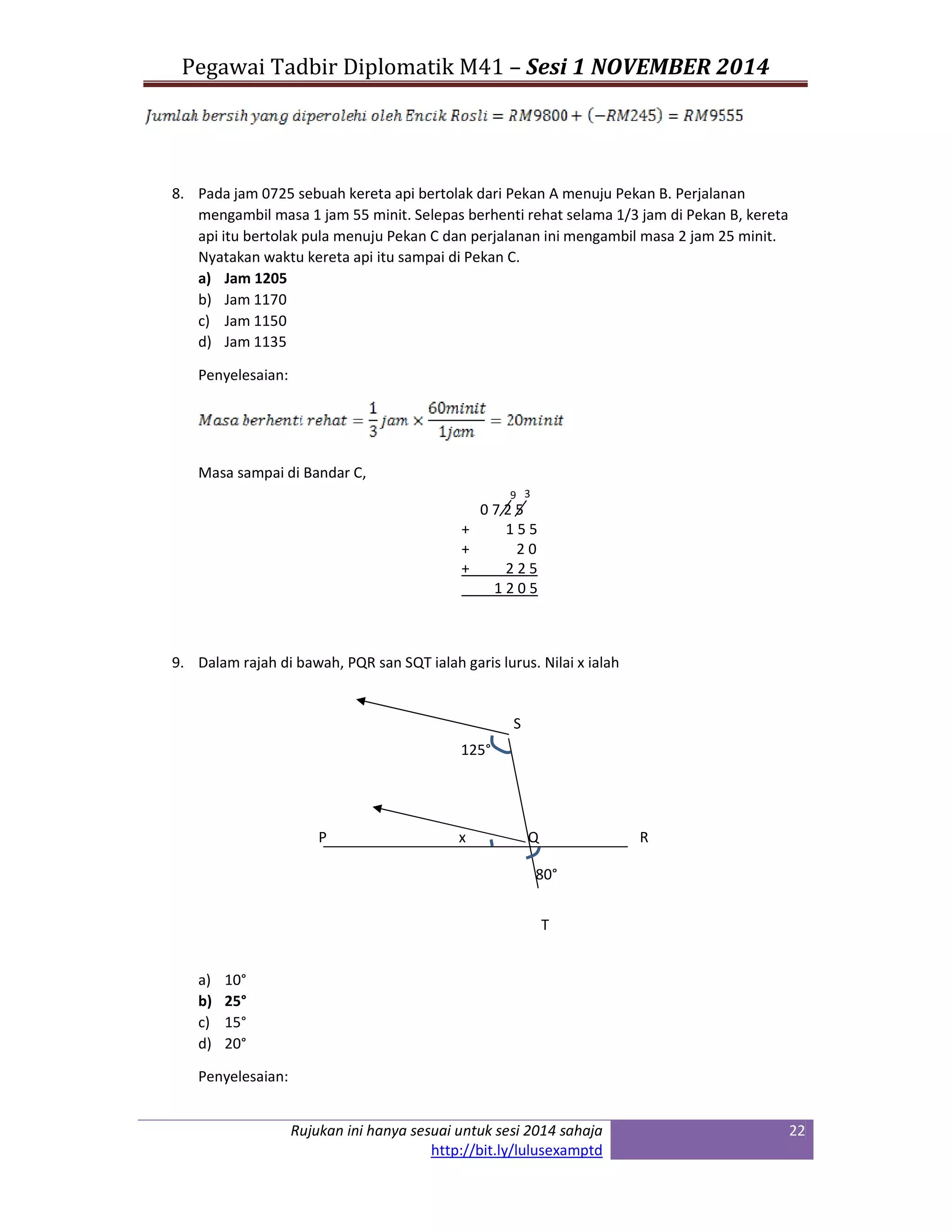 Contoh Soalan & Panduan Lulus Peperiksaan Exam PTD 2014 | PDF