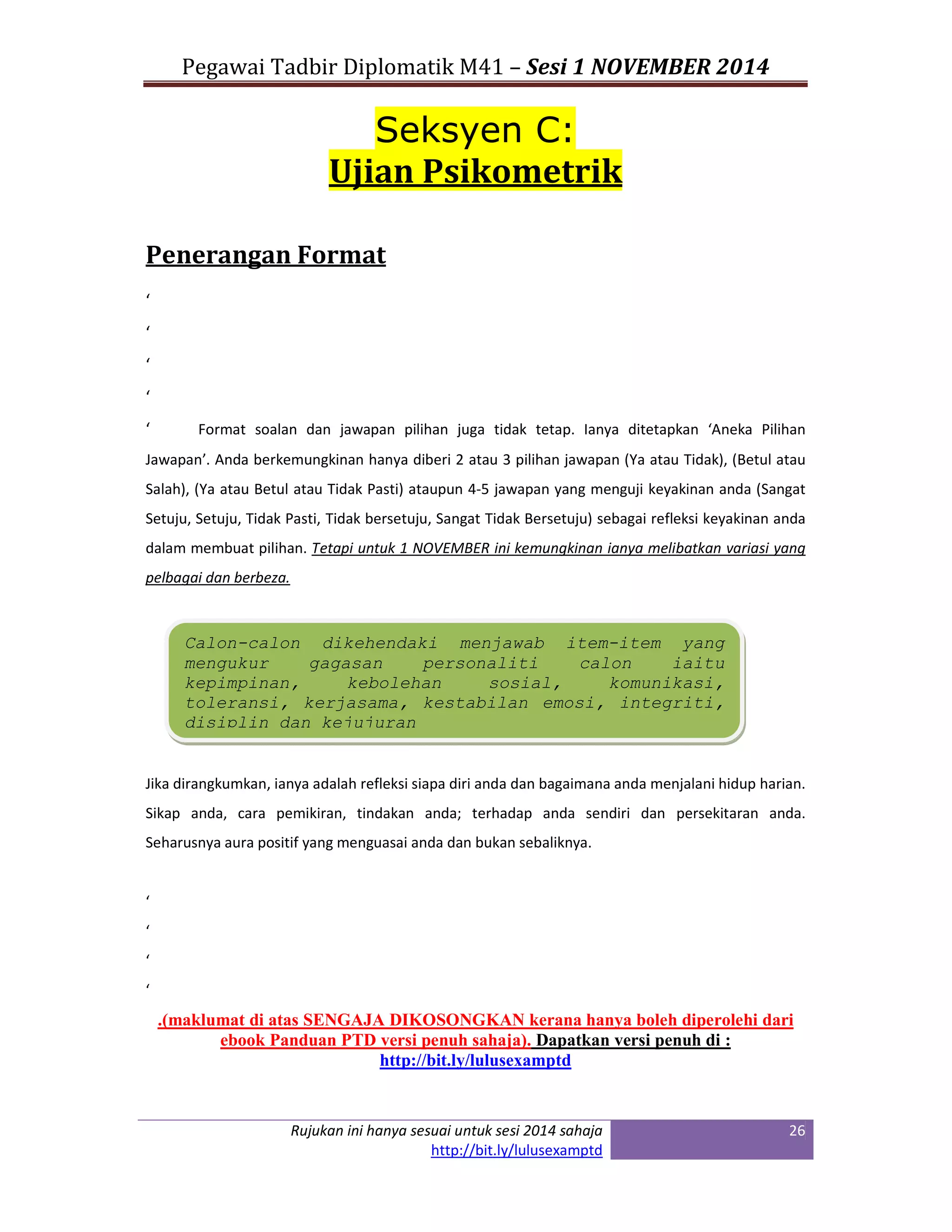 Contoh Soalan & Panduan Lulus Peperiksaan Exam PTD 2014 | PDF