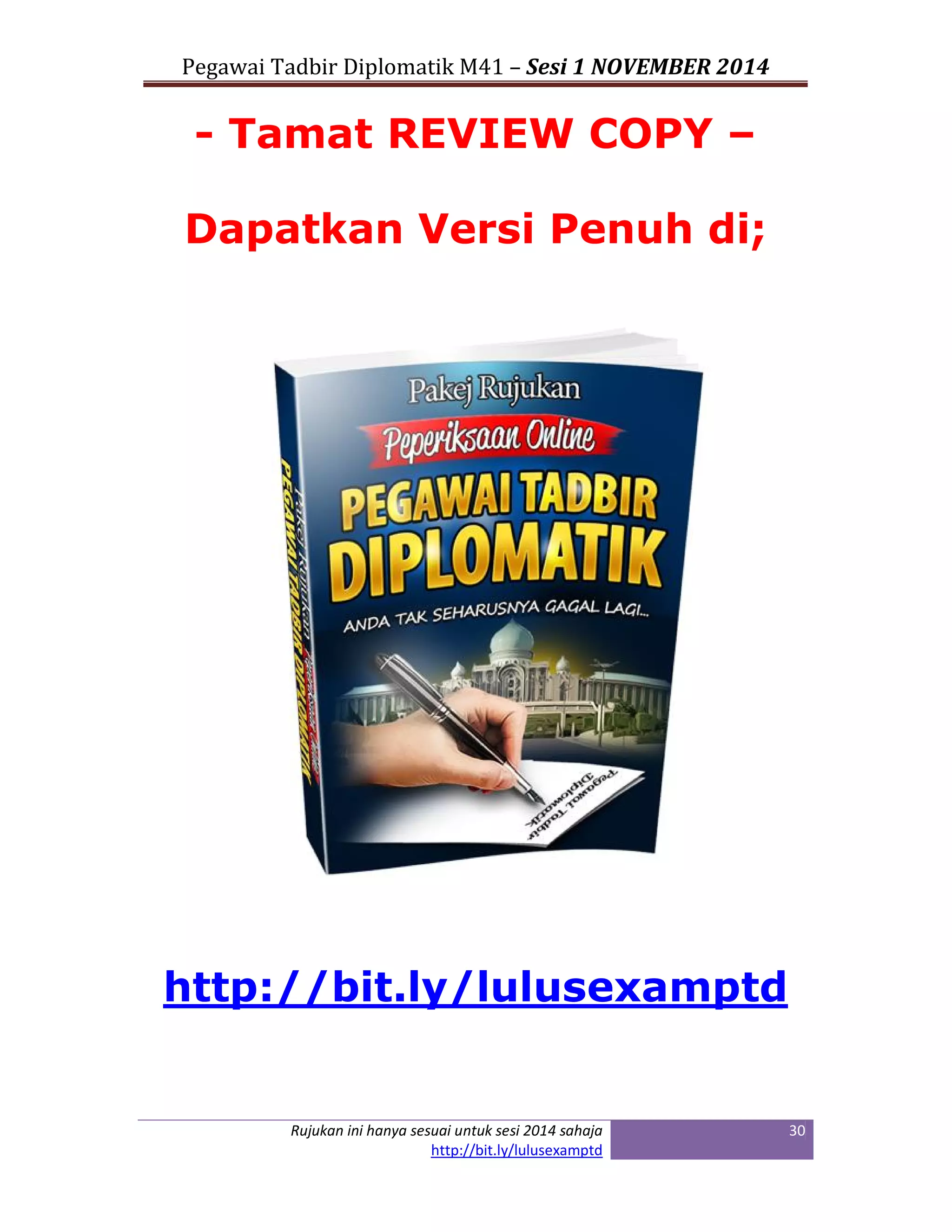 Contoh Soalan & Panduan Lulus Peperiksaan Exam PTD 2014 | PDF