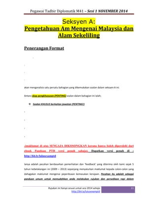 Contoh Soalan & Panduan Lulus Peperiksaan Exam PTD 2014 | PDF