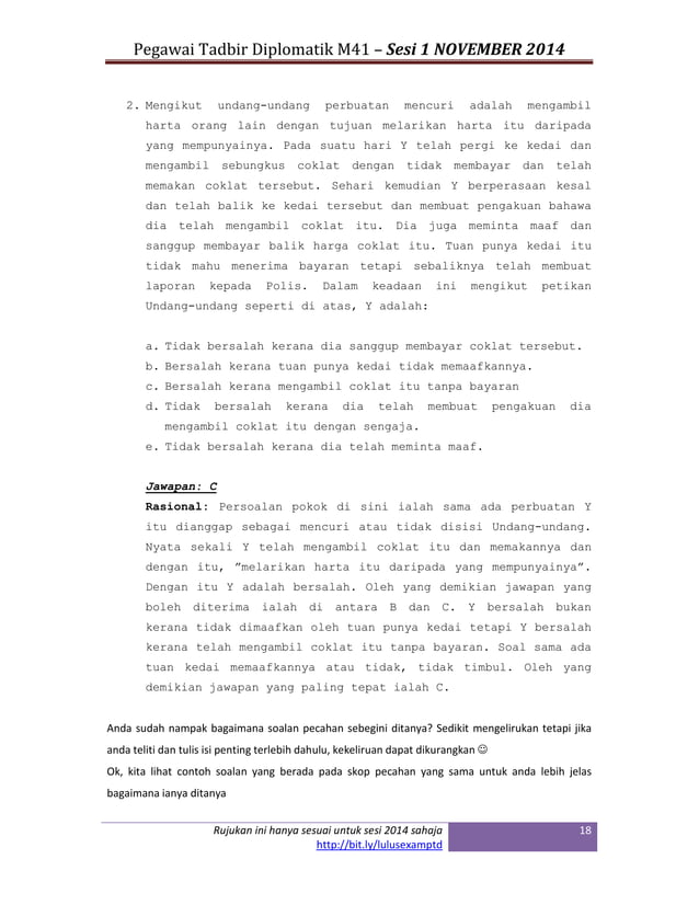 Contoh Soalan & Panduan Lulus Peperiksaan Exam PTD 2014 | PDF