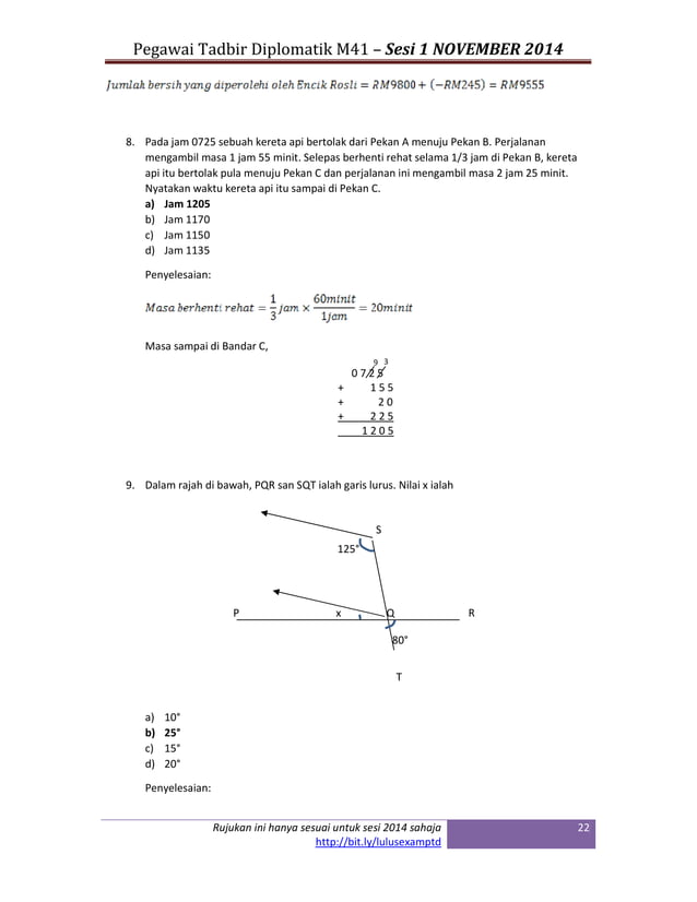 Contoh Soalan & Panduan Lulus Peperiksaan Exam PTD 2014 | PDF