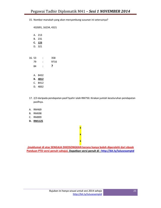 Contoh Soalan & Panduan Lulus Peperiksaan Exam PTD 2014 | PDF