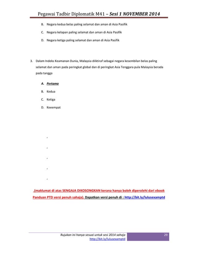 Contoh Soalan & Panduan Lulus Peperiksaan Exam PTD 2014 | PDF