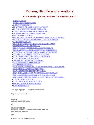 Edison his life and inventions | PDF