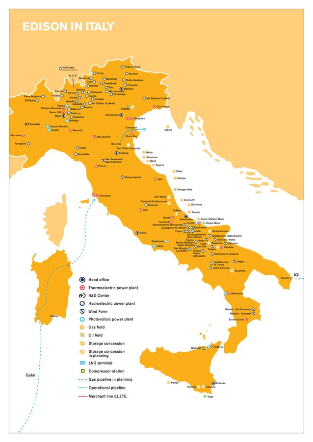 Map of Edison's implants in Italy | PDF