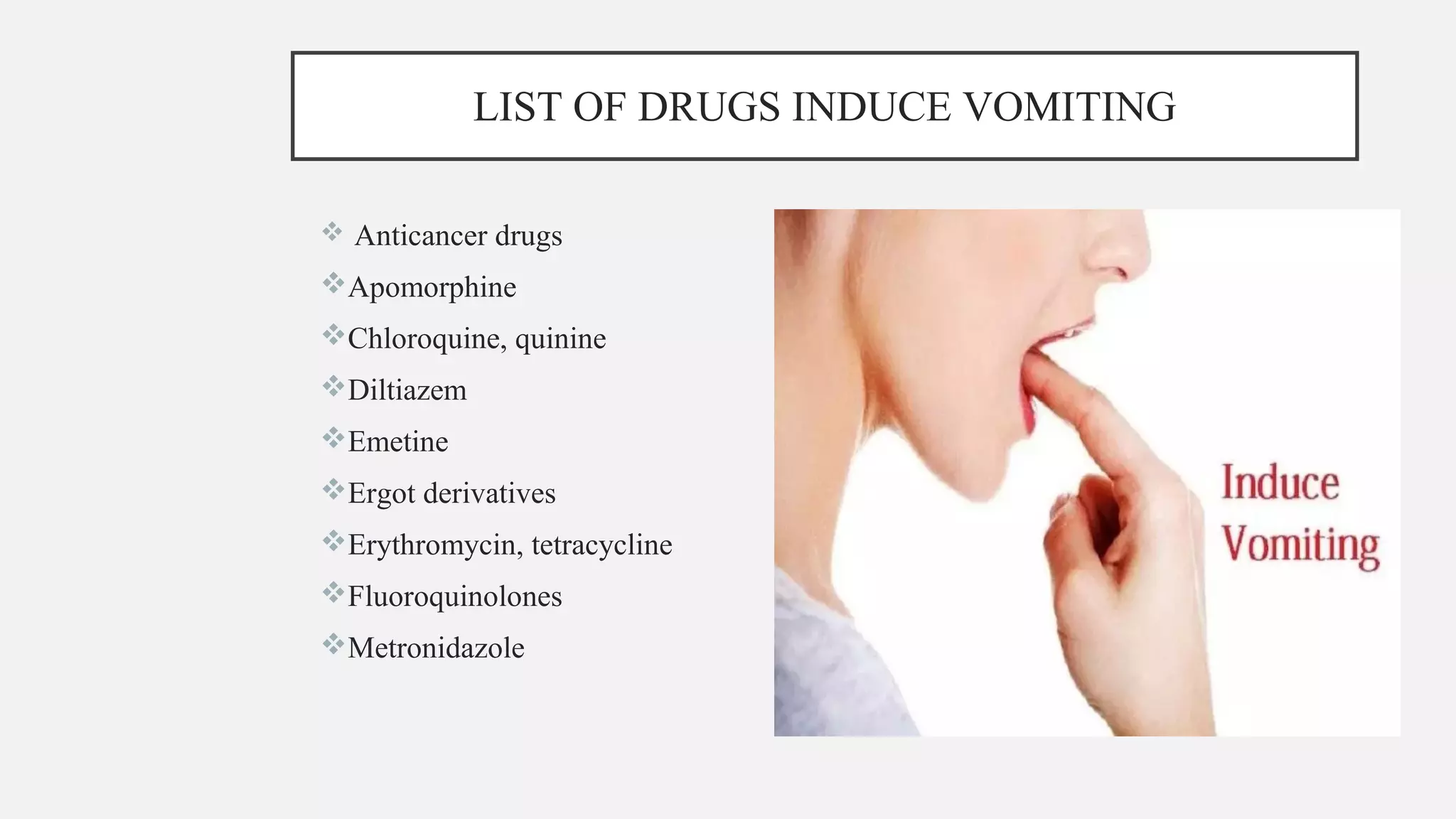 Emetics and Anti-emetics (Pharmacology III) | PPT