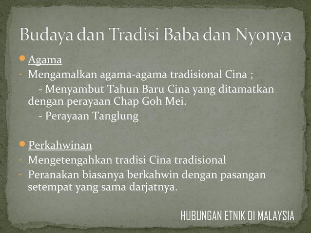 Hubungan Etnik - Baba dan Nyonya | PPT