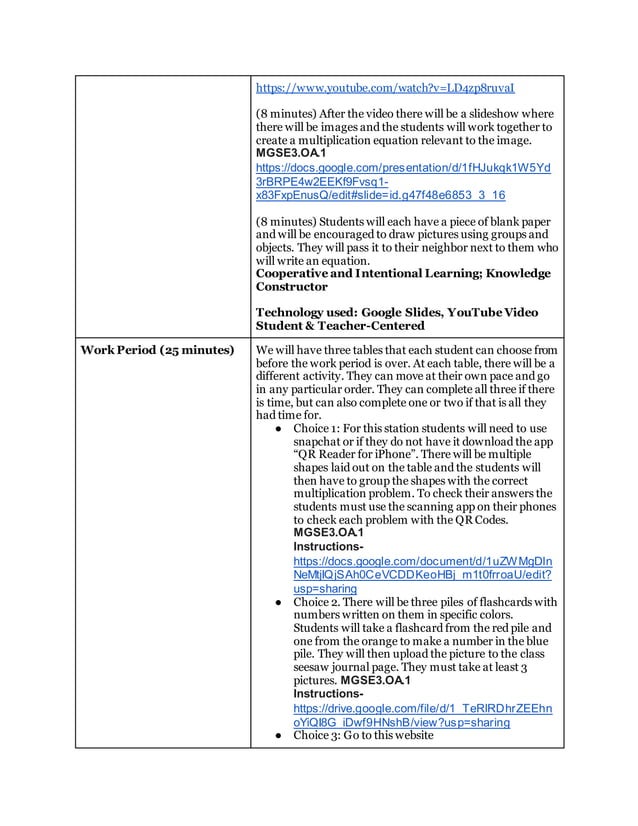 3rd Grade Mathematics Lesson Plan | DOCX