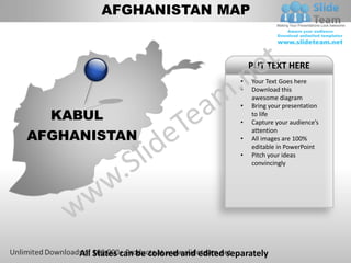 Editable afghanistan power point map with capital and flag templates ...