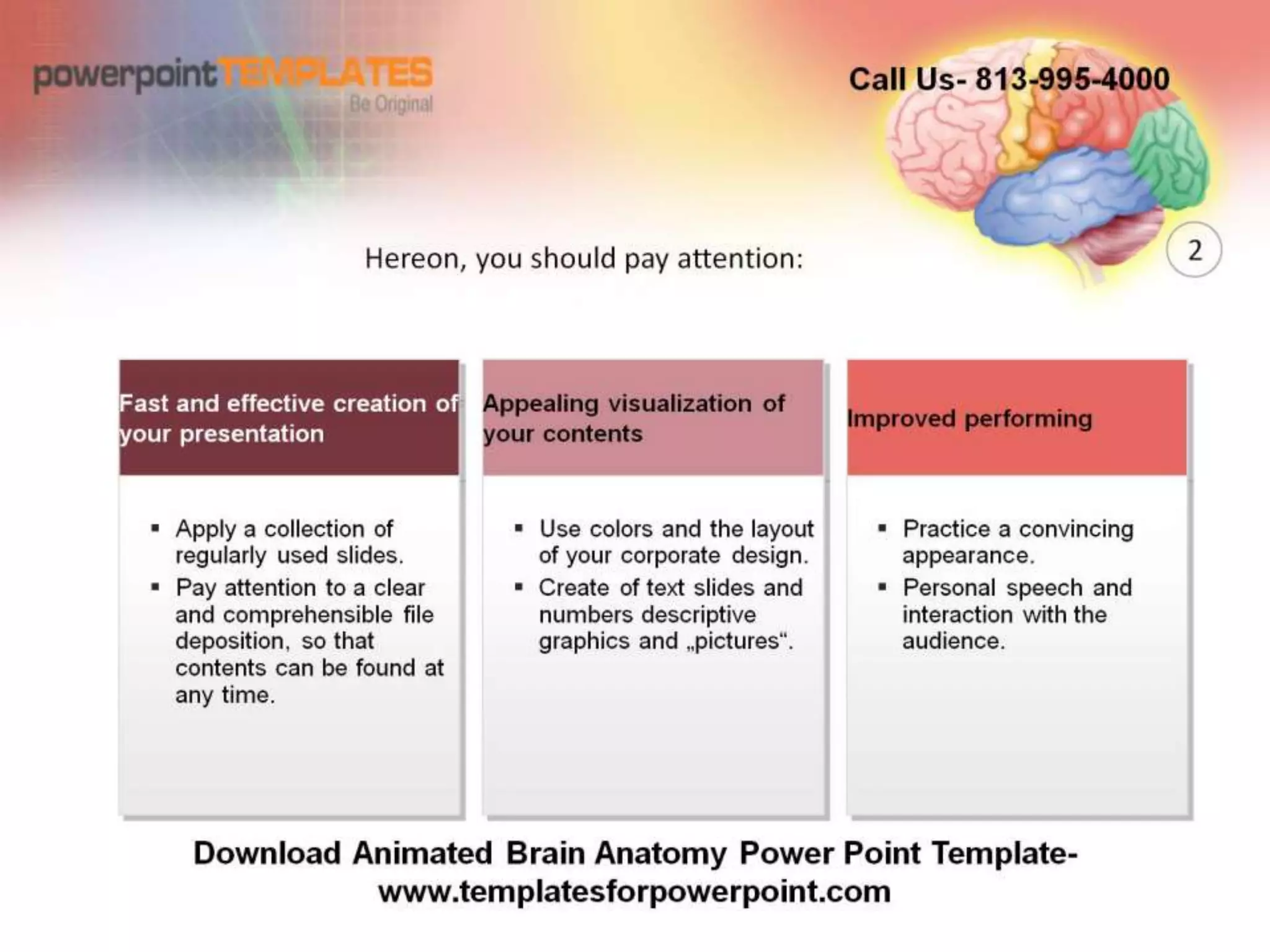 Editable animated brain anatomy powerpoint template | PPTX
