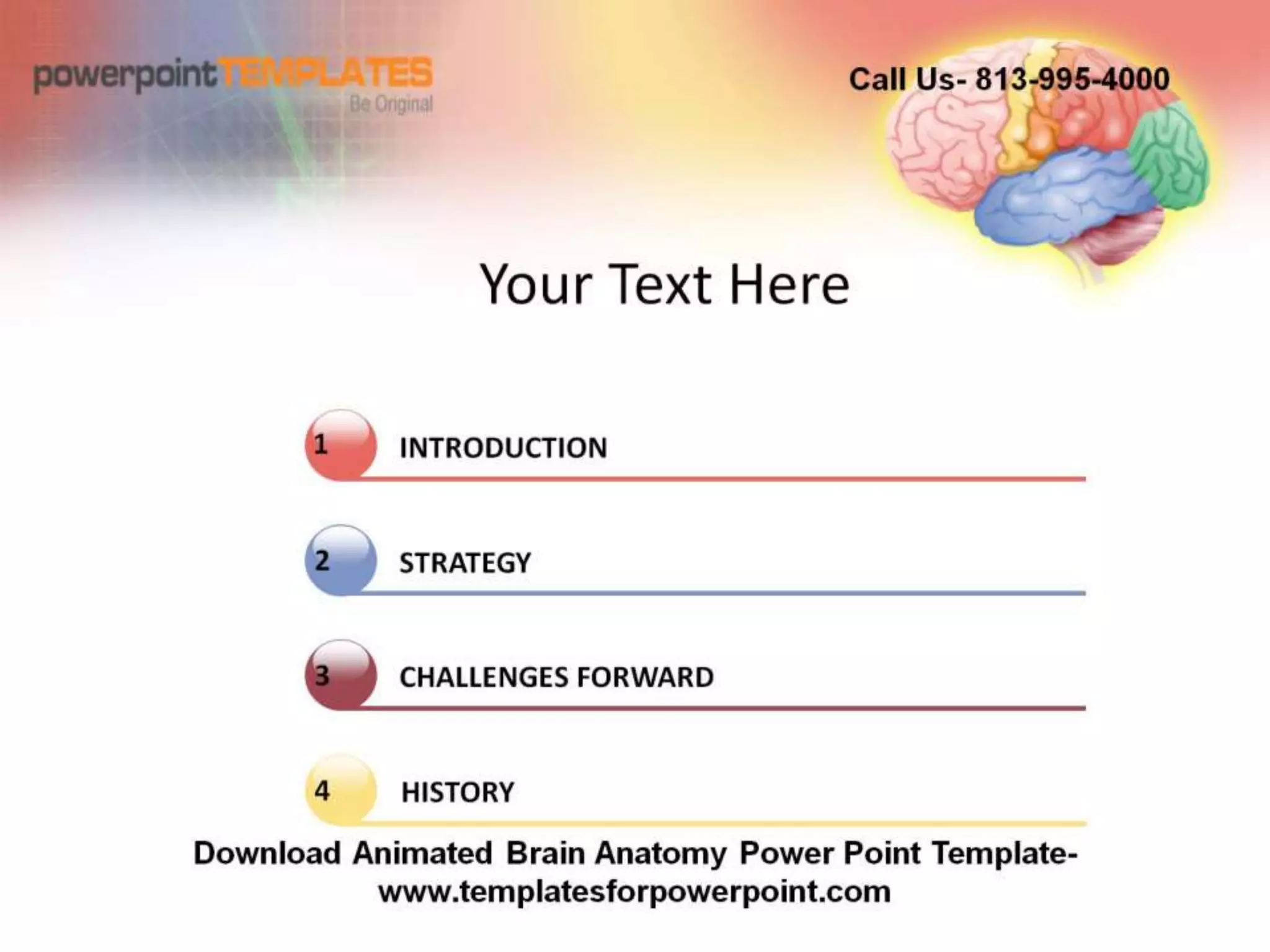 Editable animated brain anatomy powerpoint template | PPTX