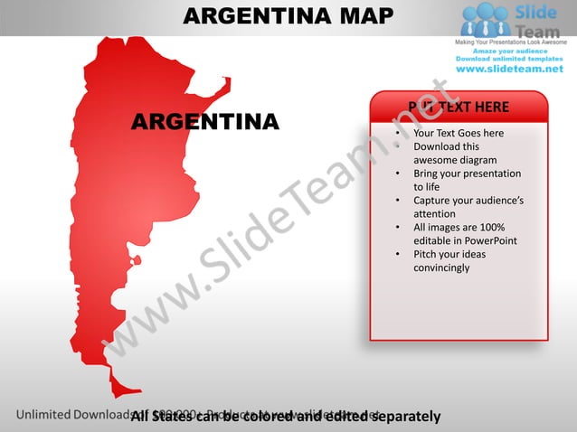 Editable argentina power point map with capital and flag templates ...