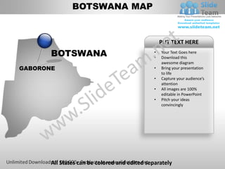 Editable botswana. power point map with capital and flag templates ...