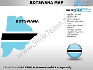Editable botswana. power point map with capital and flag templates ...