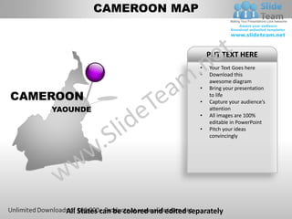 Editable cameroon power point map with capital and flag templates ...