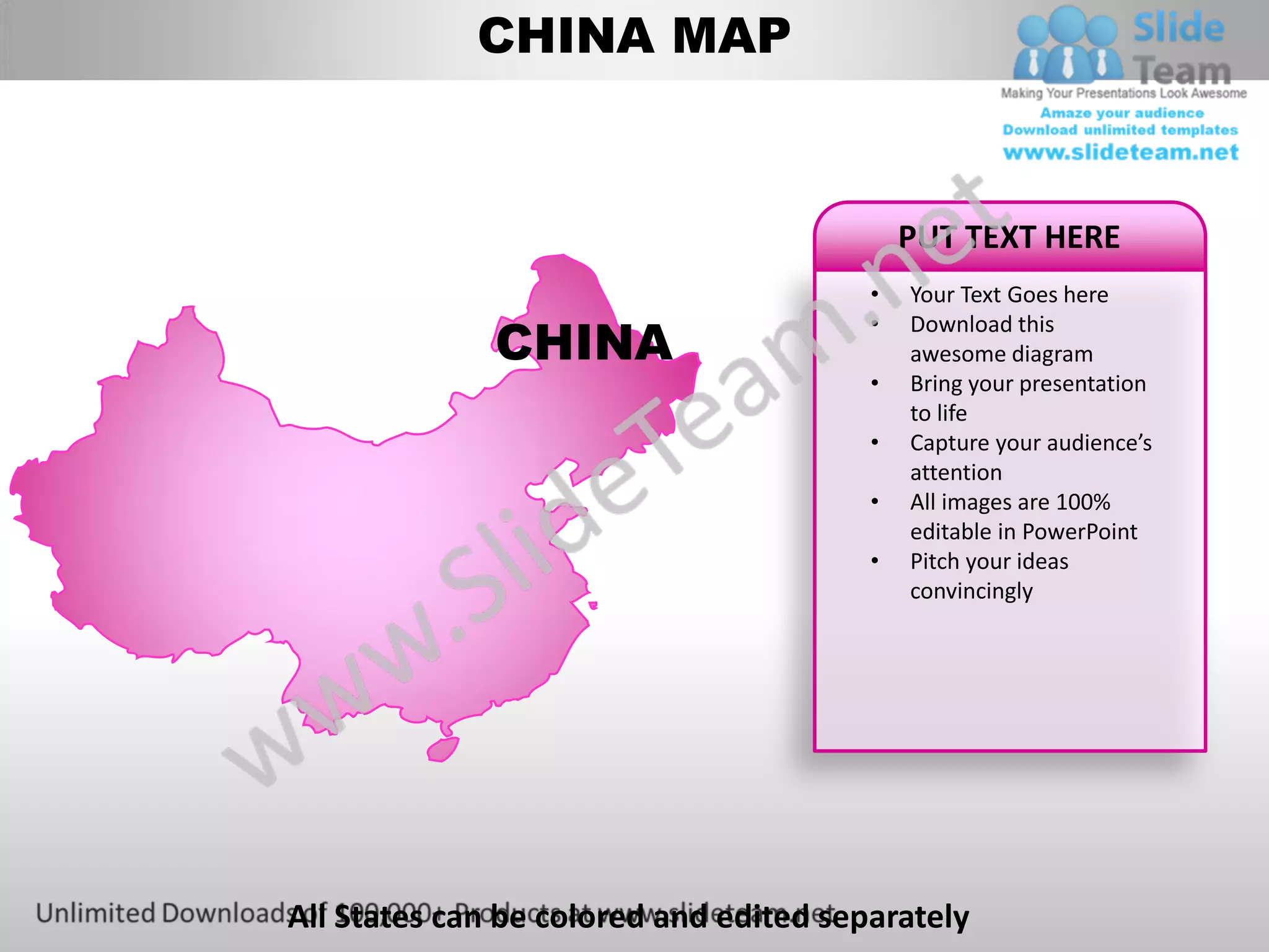 Editable china power point map with capital and flag templates slides ...