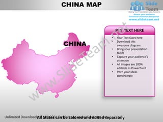 Editable china power point map with capital and flag templates slides ...