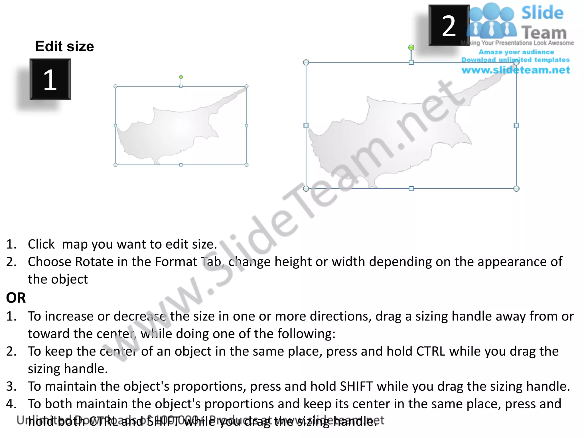 Editable cyprus power point map with capital and flag templates slides ...