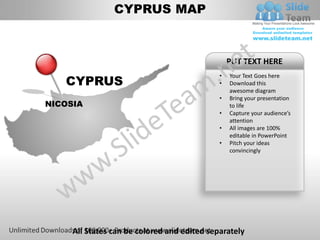 Editable cyprus power point map with capital and flag templates slides ...