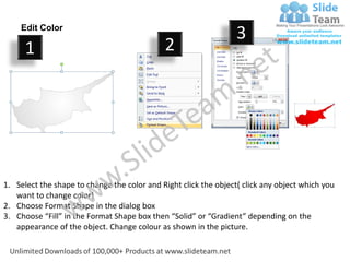 Editable cyprus power point map with capital and flag templates slides ...