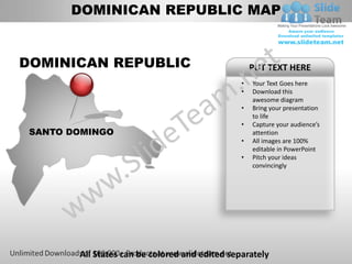 Editable dominican republic power point map with capital and flag ...