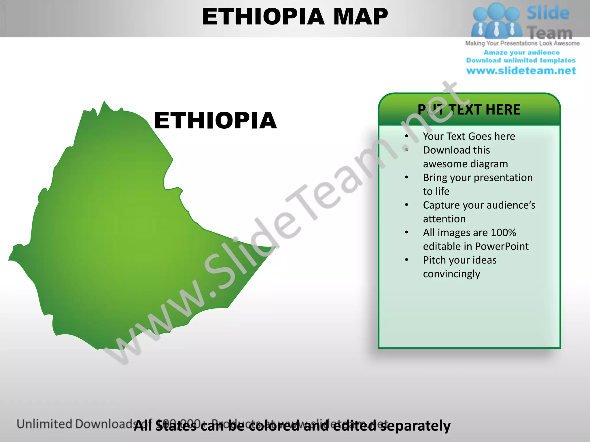 Editable ethiopia power point map with capital and flag templates ...