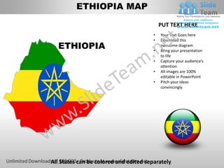 Editable ethiopia power point map with capital and flag templates ...