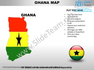 Editable ghana power point map with capital and flag templates slides ...