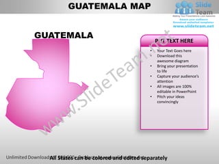 Editable guatemala power point map with capital and flag templates ...