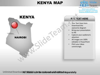 Editable kenya power point map with capital and flag templates slides ...