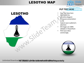 Editable lesotho power point map with capital and flag templates slides ...
