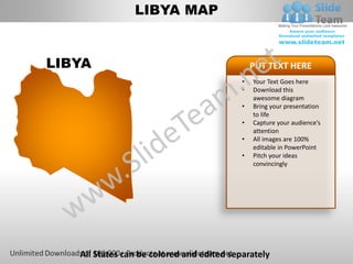 Editable libya power point map with capital and flag templates slides ...